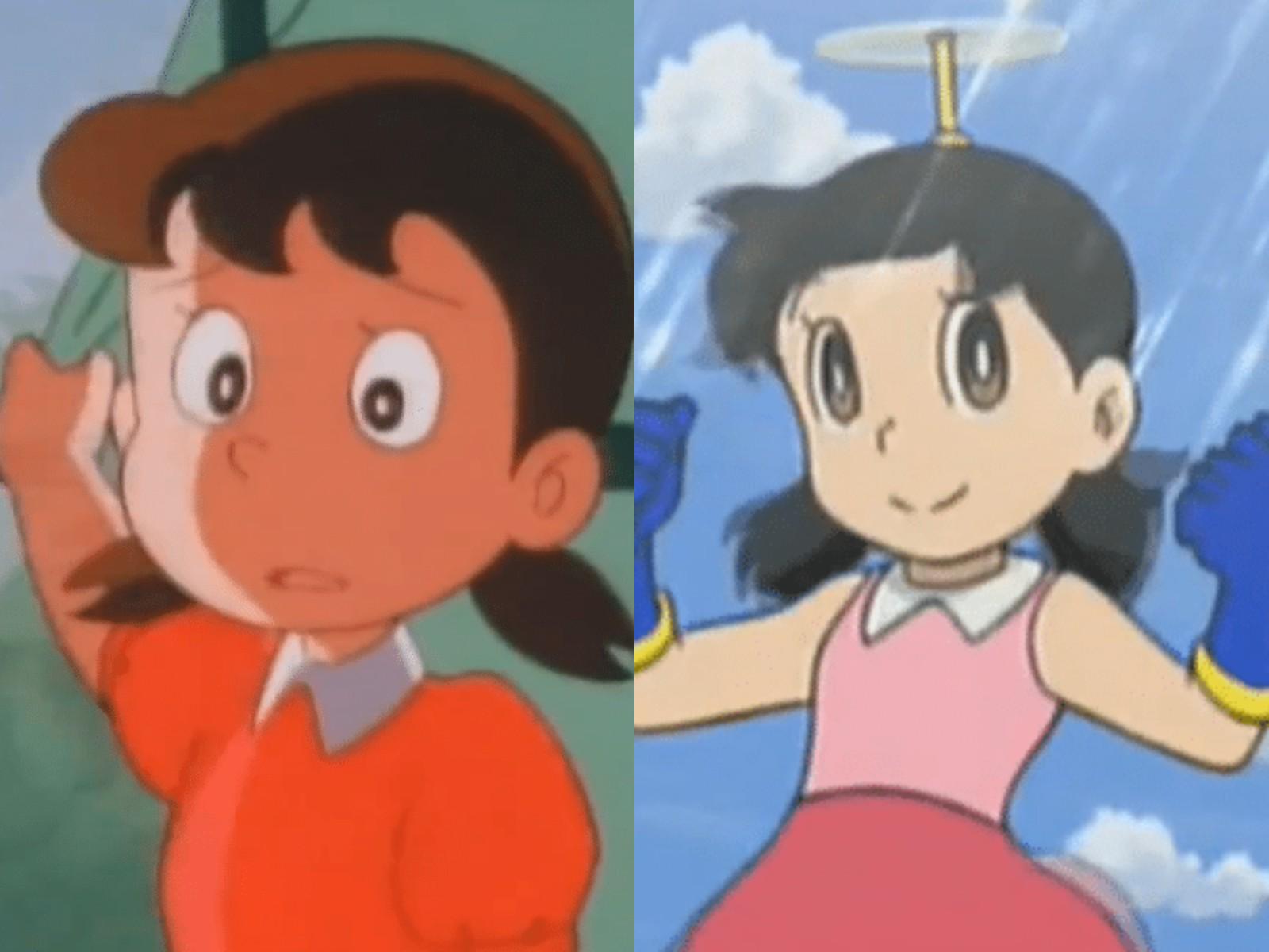 The animation with sudden changes in style, Shizuka's big eyes and thin ...
