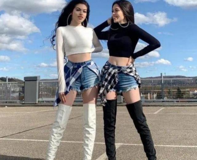German twin sisters with fair skin and good body, keeping fit is ...
