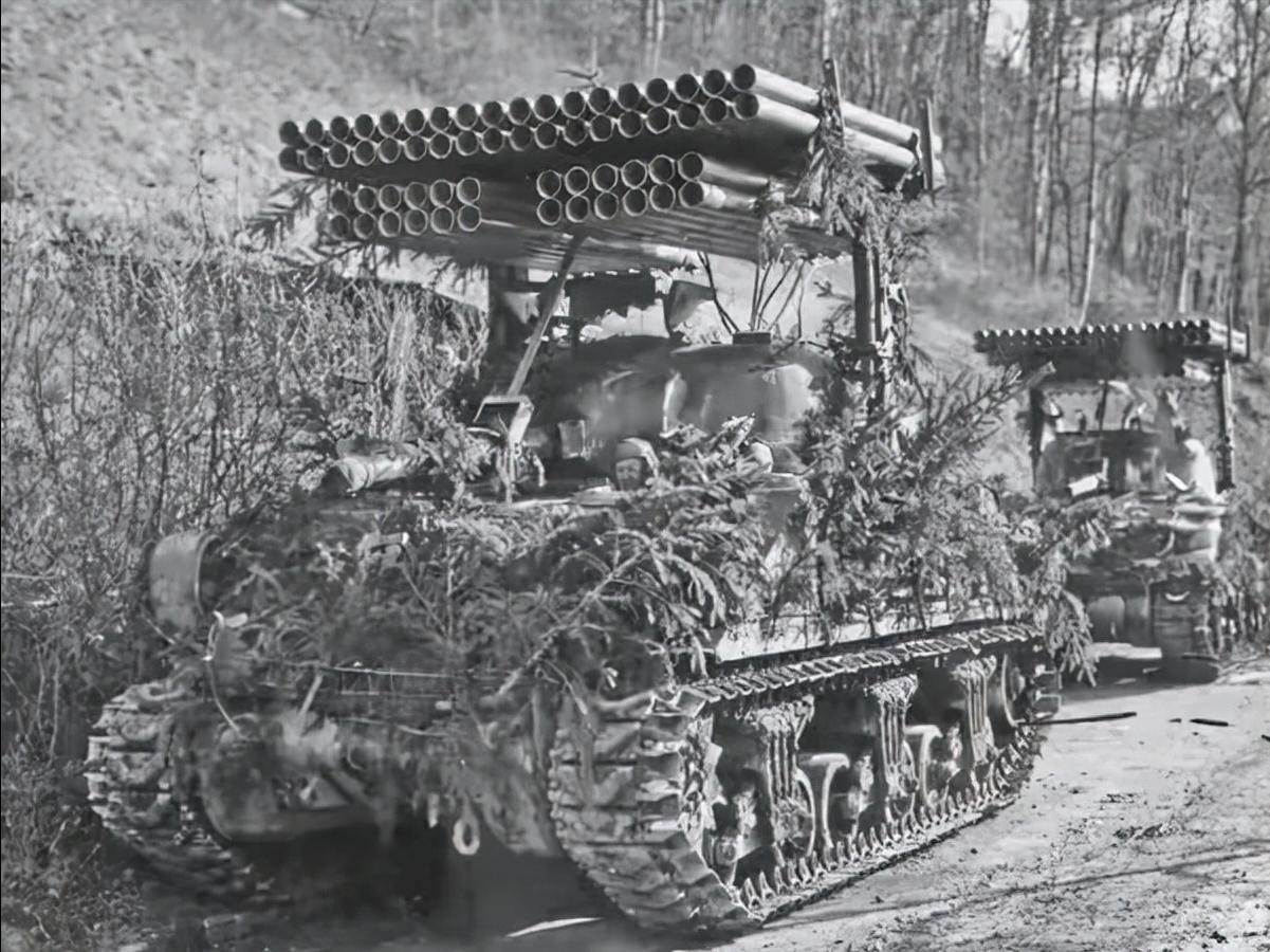 The "pipe organ" rocket launcher has 60 barrels and is still mounted on ...