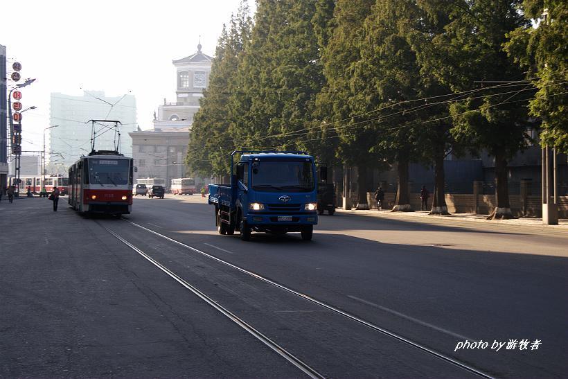 There are very few traffic jams in Pyongyang, North Korea. Trams are ...