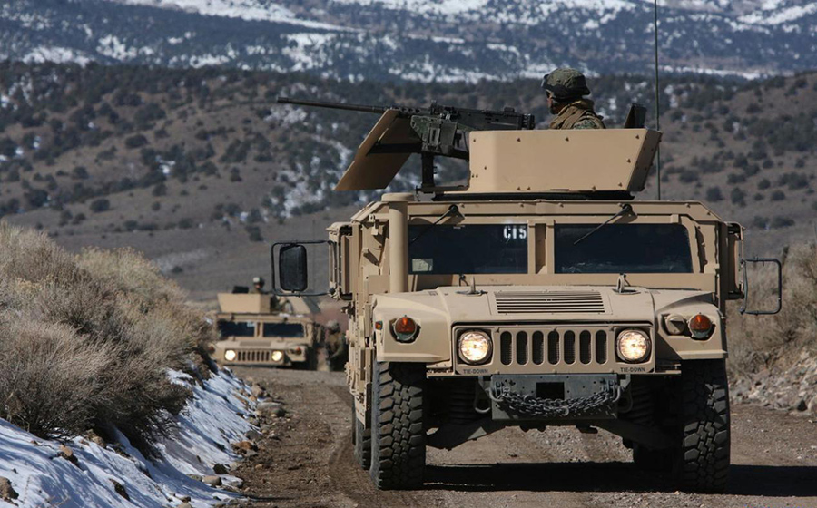The American-made Hummer military vehicle owned by the Russian army is ...
