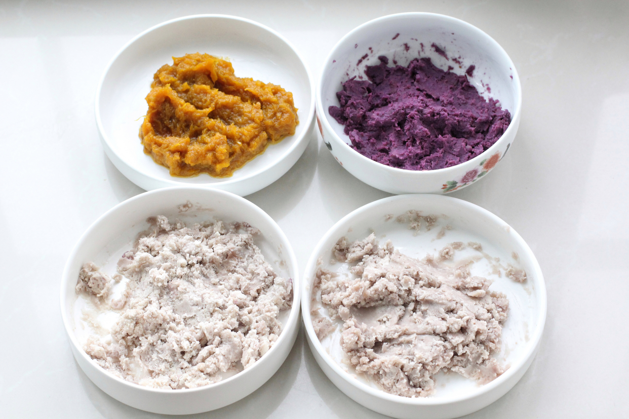 Homemade handmade taro balls, four colors with zero added, Q bombs are ...