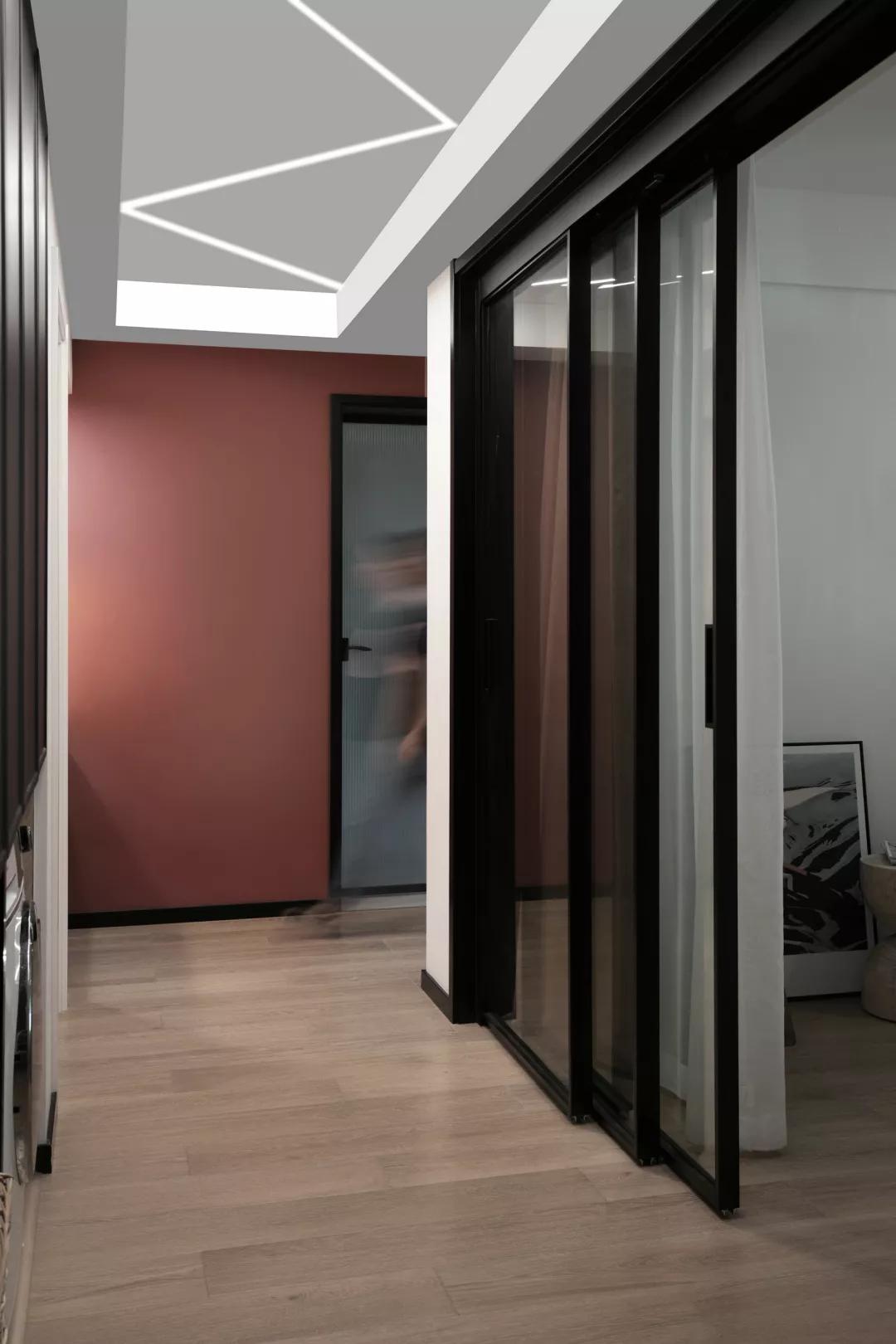 128-square-meter modern Nordic style three-bedroom, dark-toned design ...