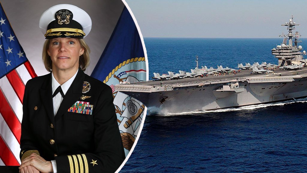 The US nuclear-powered aircraft carrier ushered in the first female ...