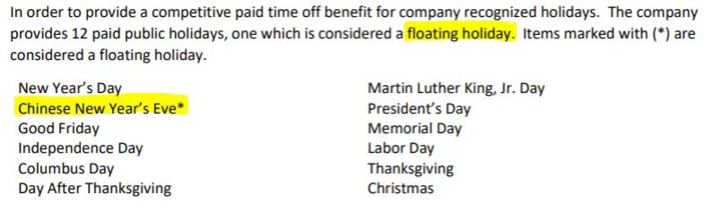 美國放假安排中的Floating Holiday怎麼理解？ - 頭條匯