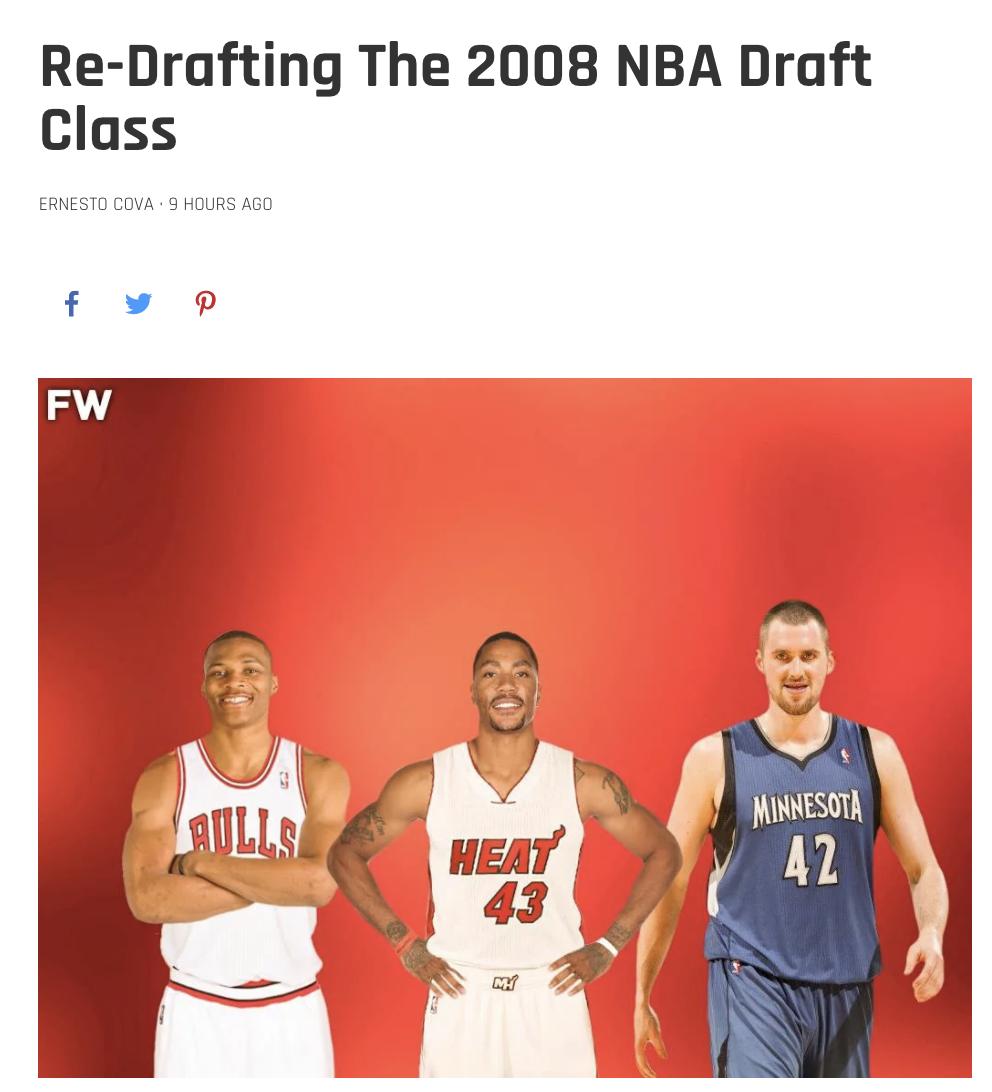 The top 10 picks in the 2008 draft were rearranged: Westbrook No. 1 ...