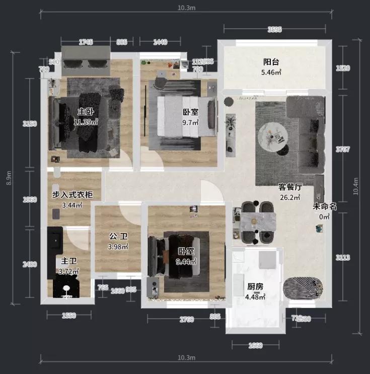 96 square meters of modern and simple style, high-end and low-key ...