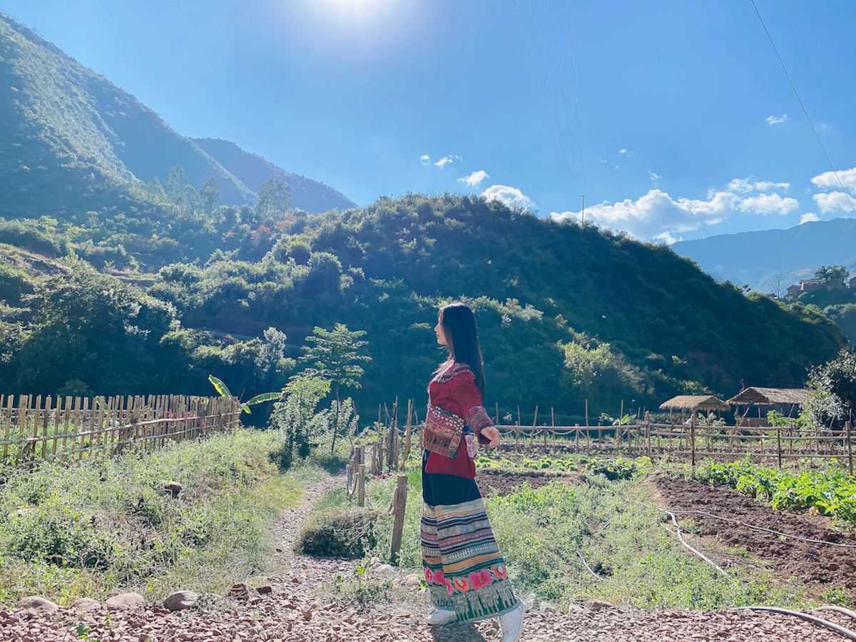 "Field of Hope" Huang Shengyi wears Yi embroidered dress and cockscomb ...