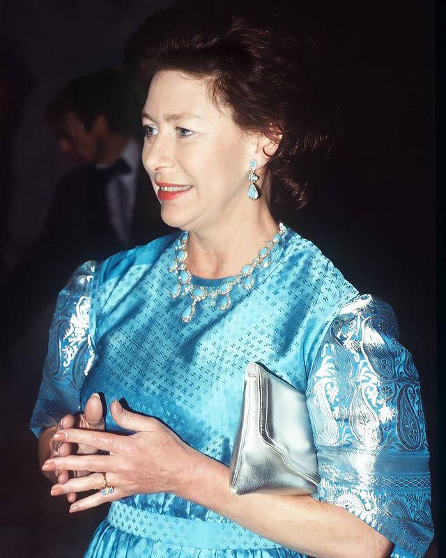 An old photo of Princess Margaret, wearing a crown and a fur cape ...