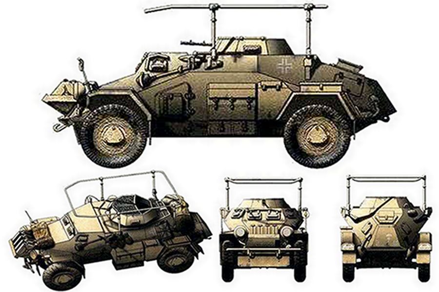 The Sdkfz series 4-wheeled armored communication vehicle of the German ...
