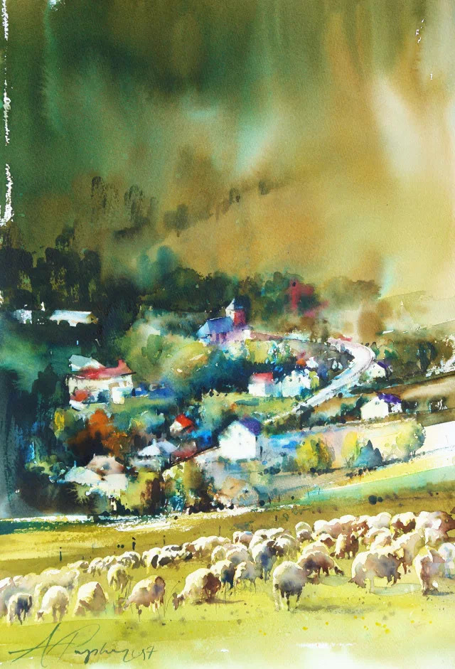 Sitting and Watching the Clouds——Adam Papke's Watercolor Landscape ...