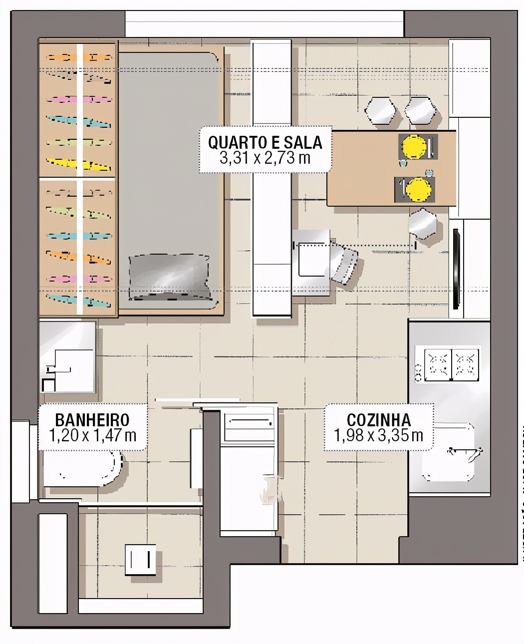 It's amazing!A living room size of 14 square meters, made into 2 rooms ...