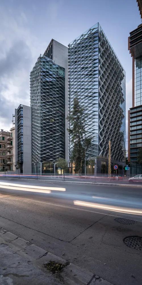The headquarters of the First National Bank of Beirut, Lebanon, with a ...