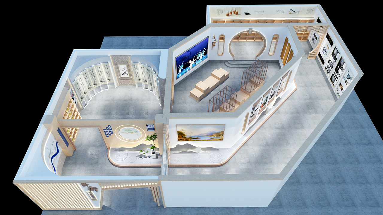 In the case of relatively spacious passages, the exhibition hall design ...