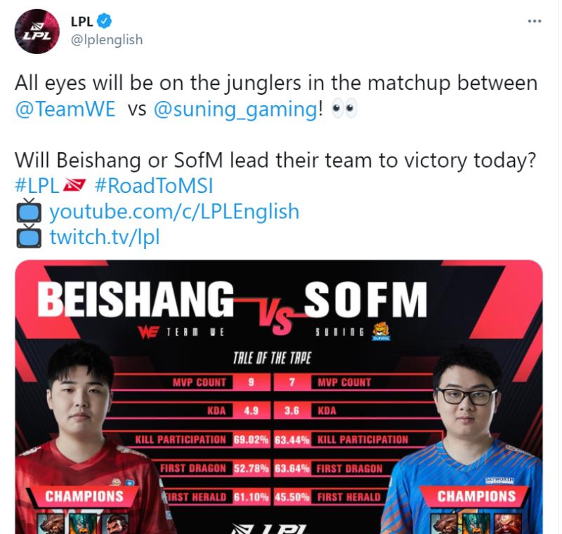 LPL官推發布今晚賽事預熱：曬出Beishang與SofM數 - 頭條匯