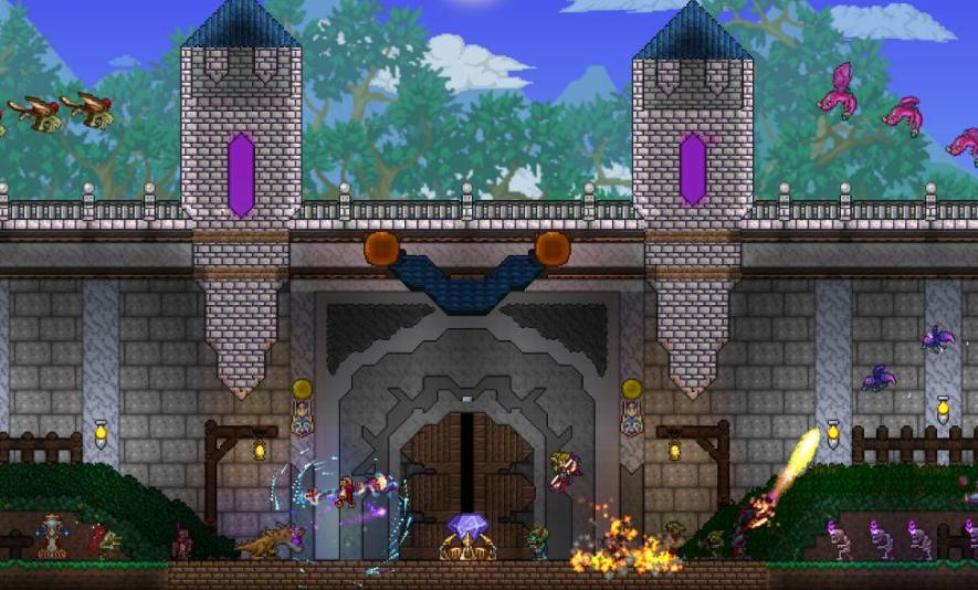 Terraria Mobile Games: Build a long platform above the ocean and place ...