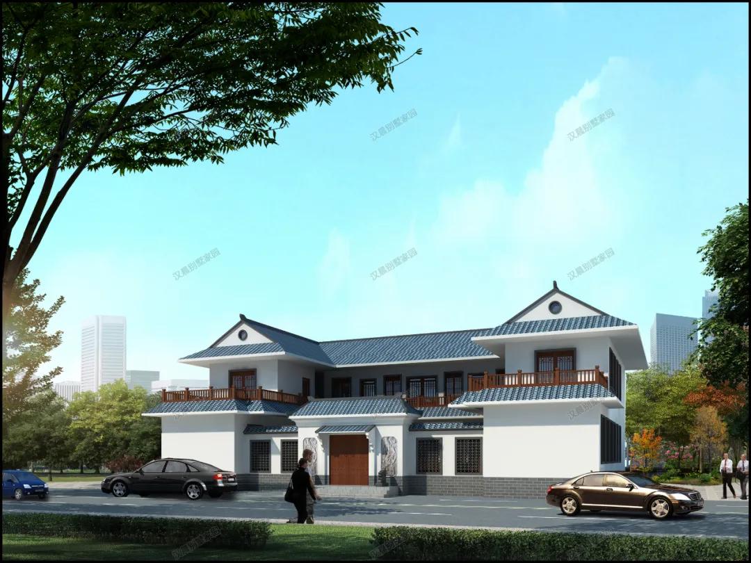 6 Chinese style house courtyard villas, new Chinese style two-story ...