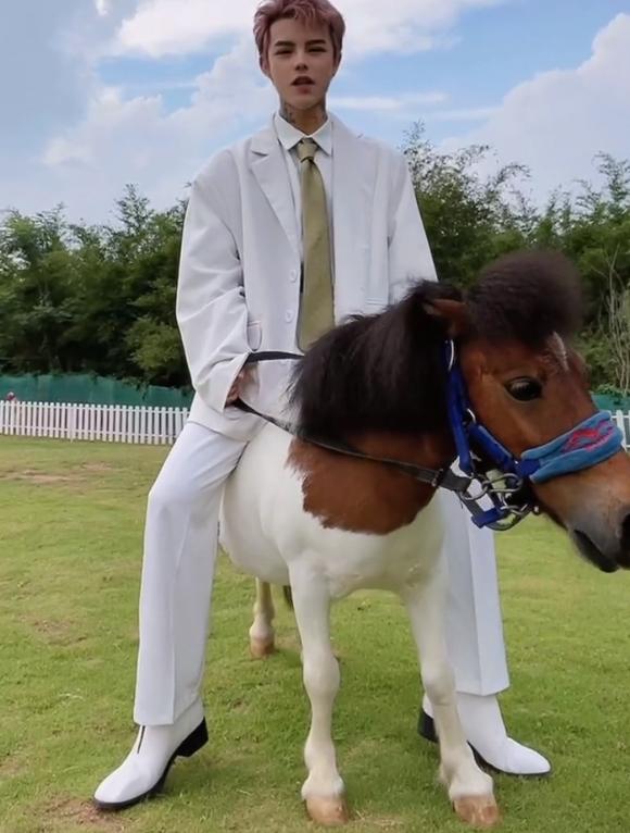 Yin Shihang was photographed riding a pony. The height of passersby ...