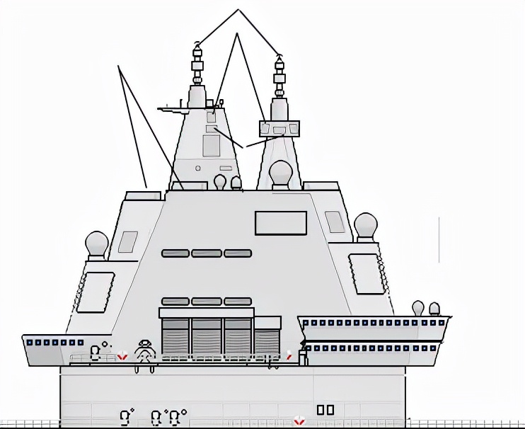 Overhead: Two sets of integrated masts, 30-array phased array radar ...