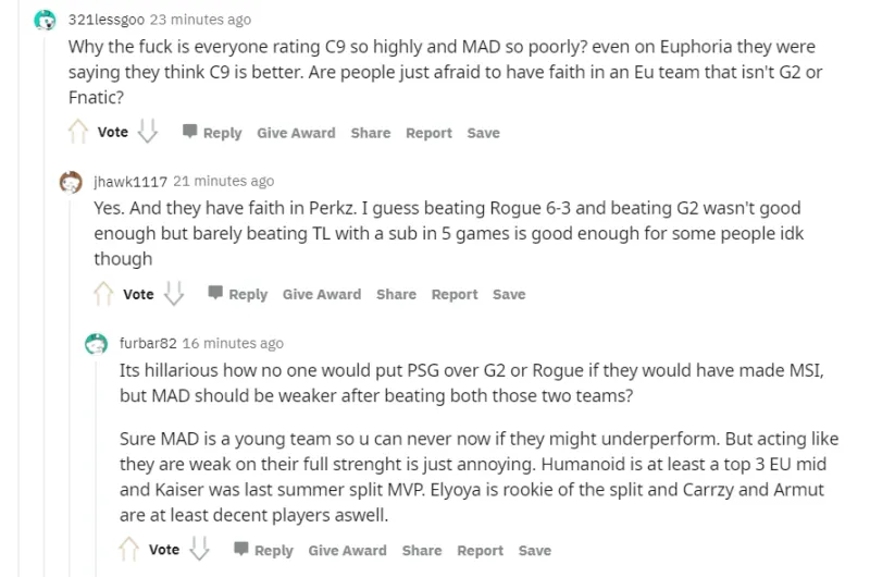 [Reddit熱議]MAD戰勝PSG：因為不是G2或FNC你們就失去信心了嗎？ - 頭條匯