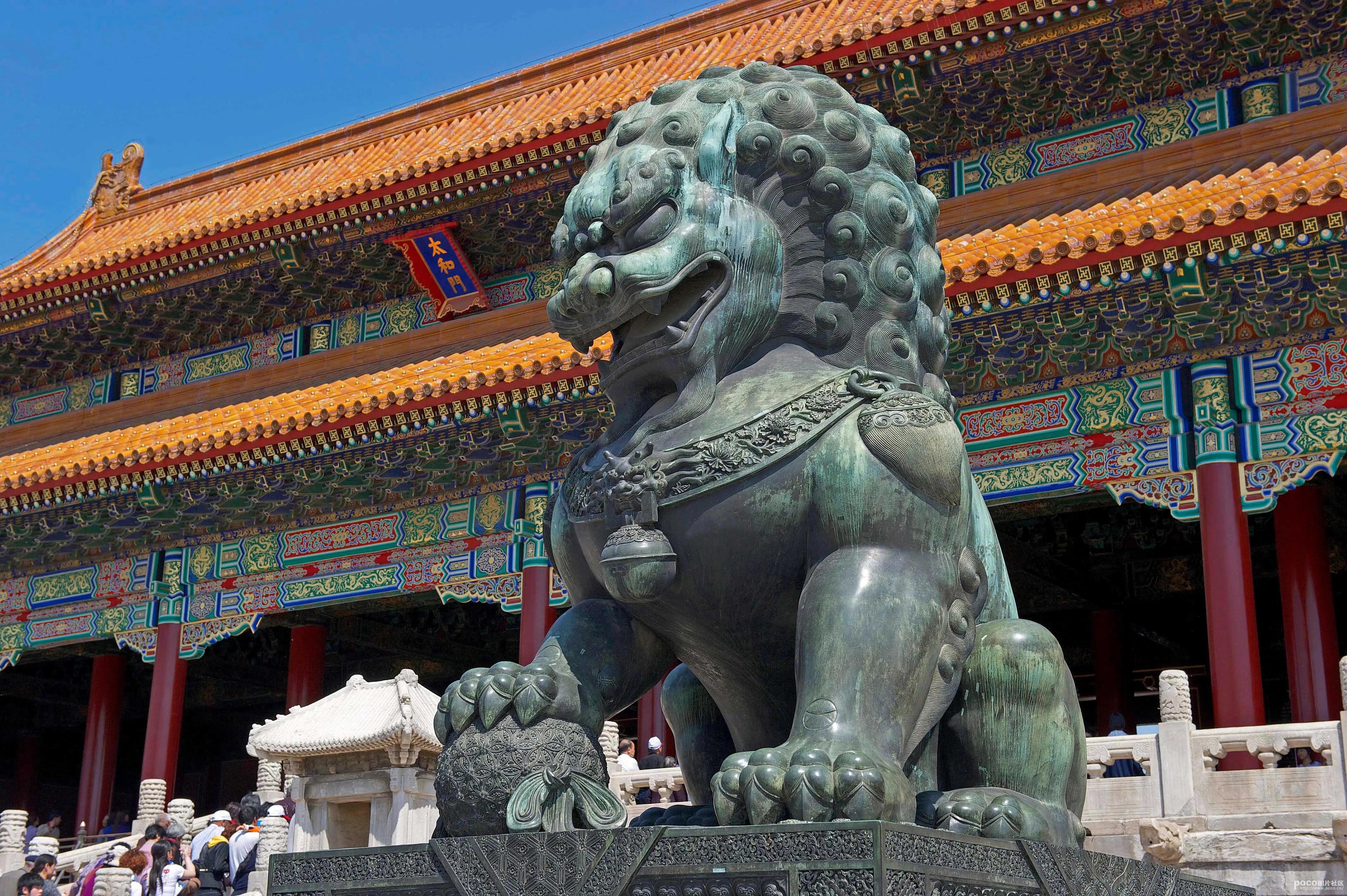 How to distinguish male and female lions in front of Taihe Gate of the ...