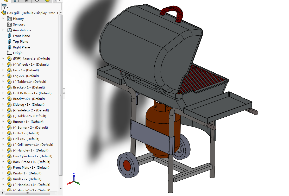 gas grill煤气烤炉架3D数模图纸 Solidworks设计 - KerYi
