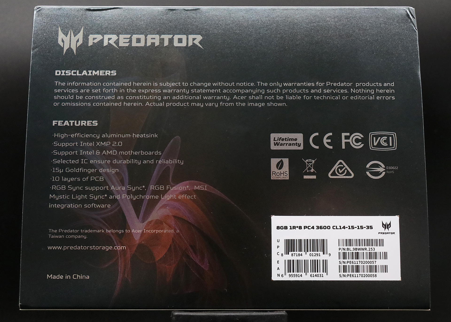 Experience of using the Acer Predator Apollo DDR4 3600 RGB directly ...