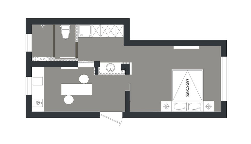 A simple 1 bedroom of 40 square meters, 5w to create a comfortable ...