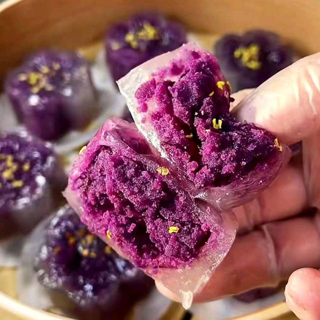 The beautiful and delicious purple potato crystal cake, soft and ...