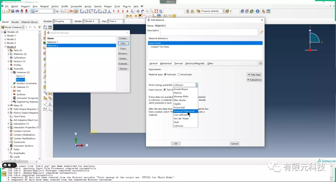 How to define super-elastic materials such as rubber in Abaqus? - iNEWS