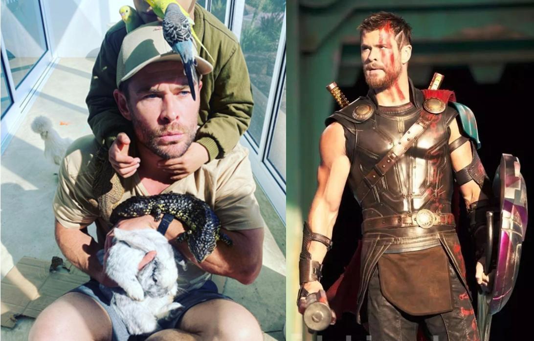 Thor Chris took a photo of his baby, with a big beard and a dull ...