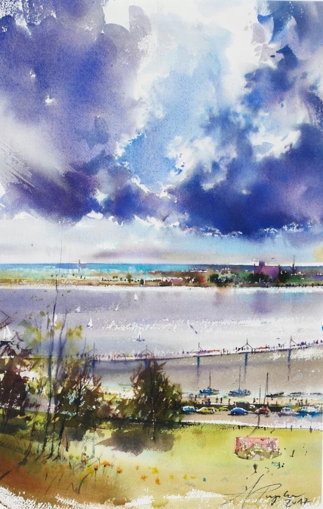 Sitting and Watching the Clouds——Adam Papke's Watercolor Landscape ...