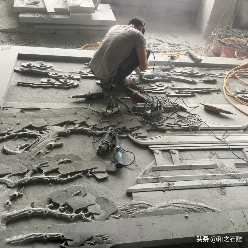 The application of stone murals carved with relief techniques in daily ...