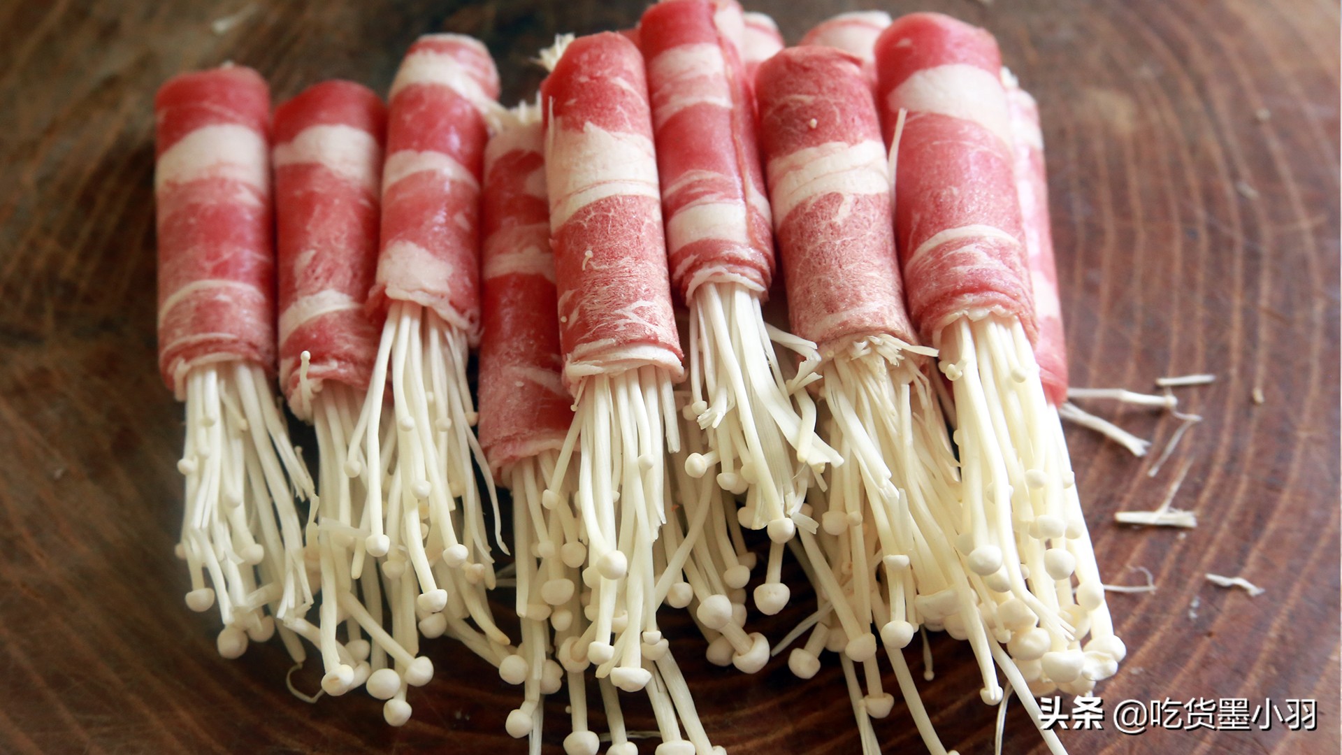 The leftover beef rolls and enoki mushrooms from the shabu-shabu hot ...