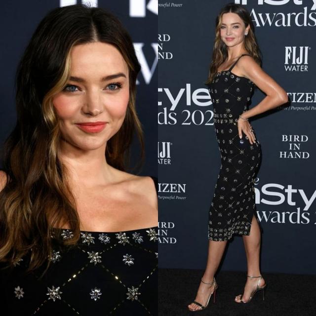 Supermodel Miranda Kerr wears a retro little black dress, quite like a ...