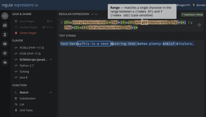 正則表達式(Regex)在線調試工具-Regex101 - 資訊咖