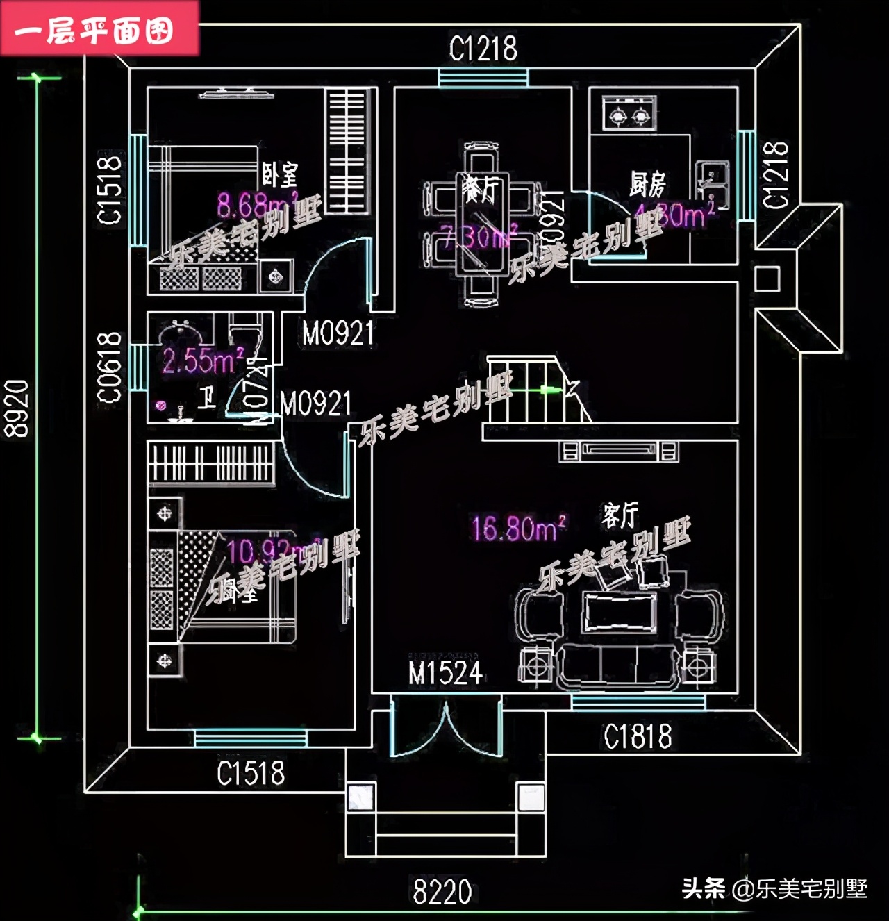 6 sets of design drawings of two-story small villas in the countryside ...