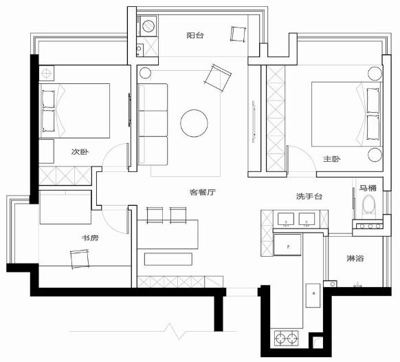 85 square meters three-bedroom residence, adhere to the design of three ...
