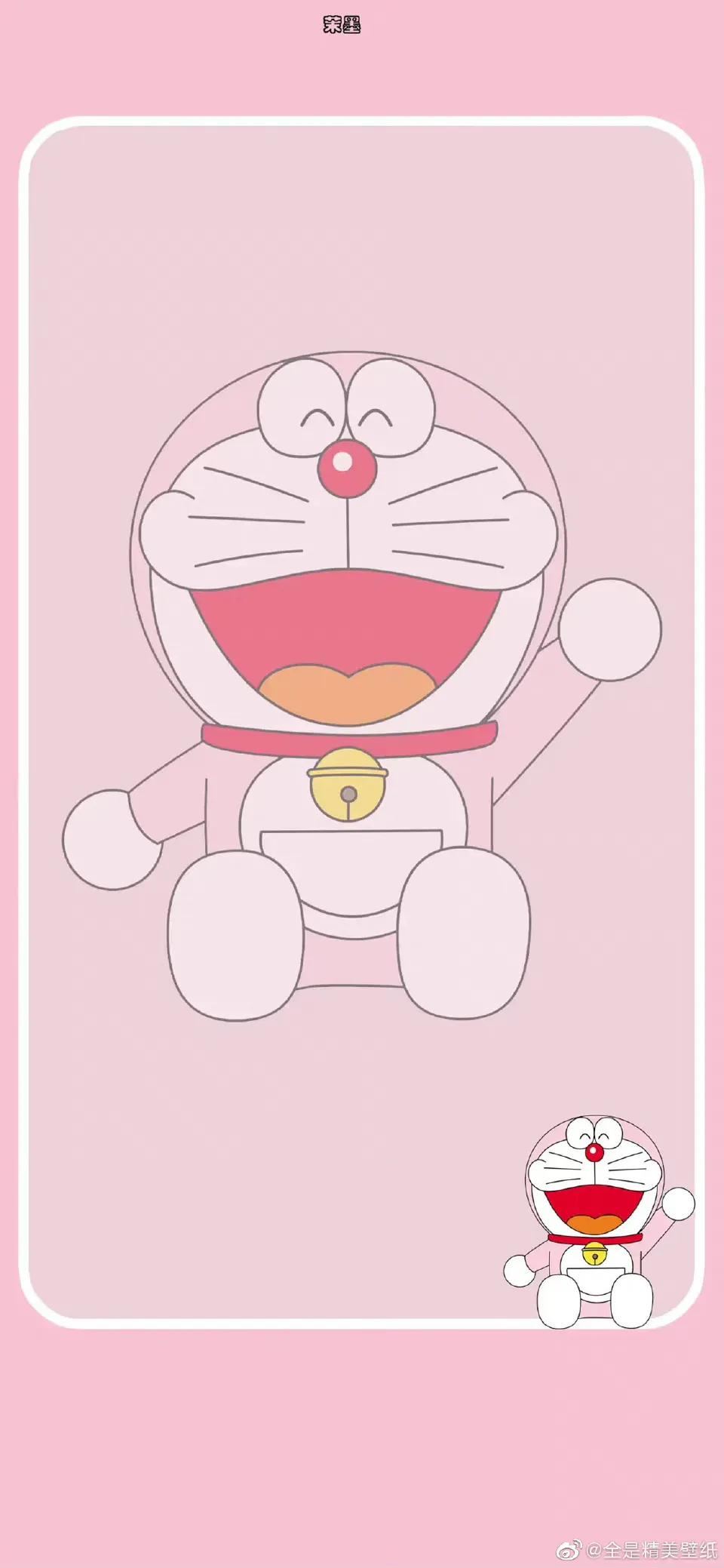 Pink "Doraemon" cute and simple mobile wallpaper - iNEWS