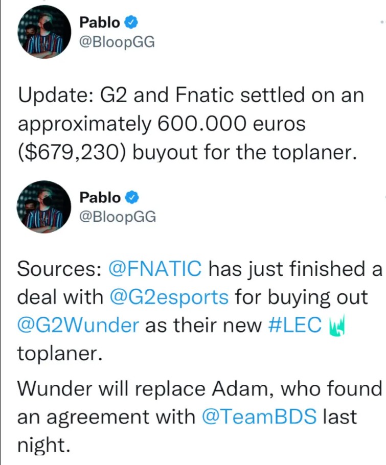 FNC will buy Wunder from G2, or will it start next season? - iNEWS