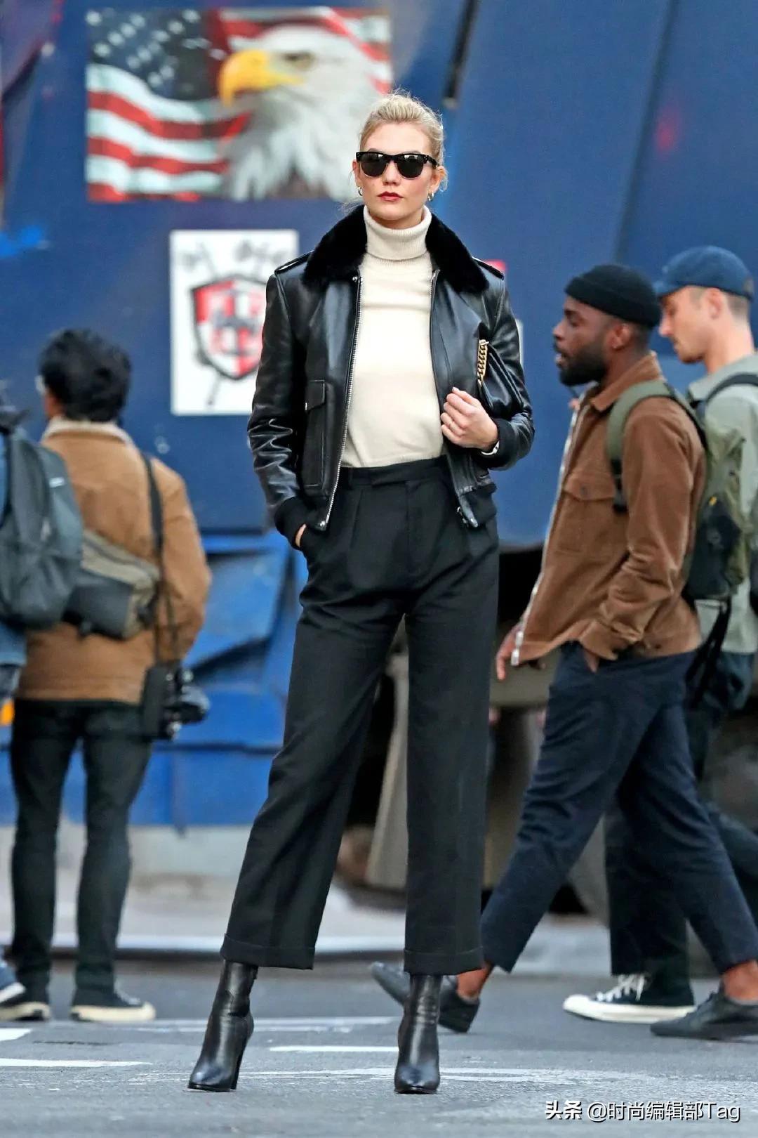 Supermodel Karlie Kloss leather jacket with leather boots - iNEWS
