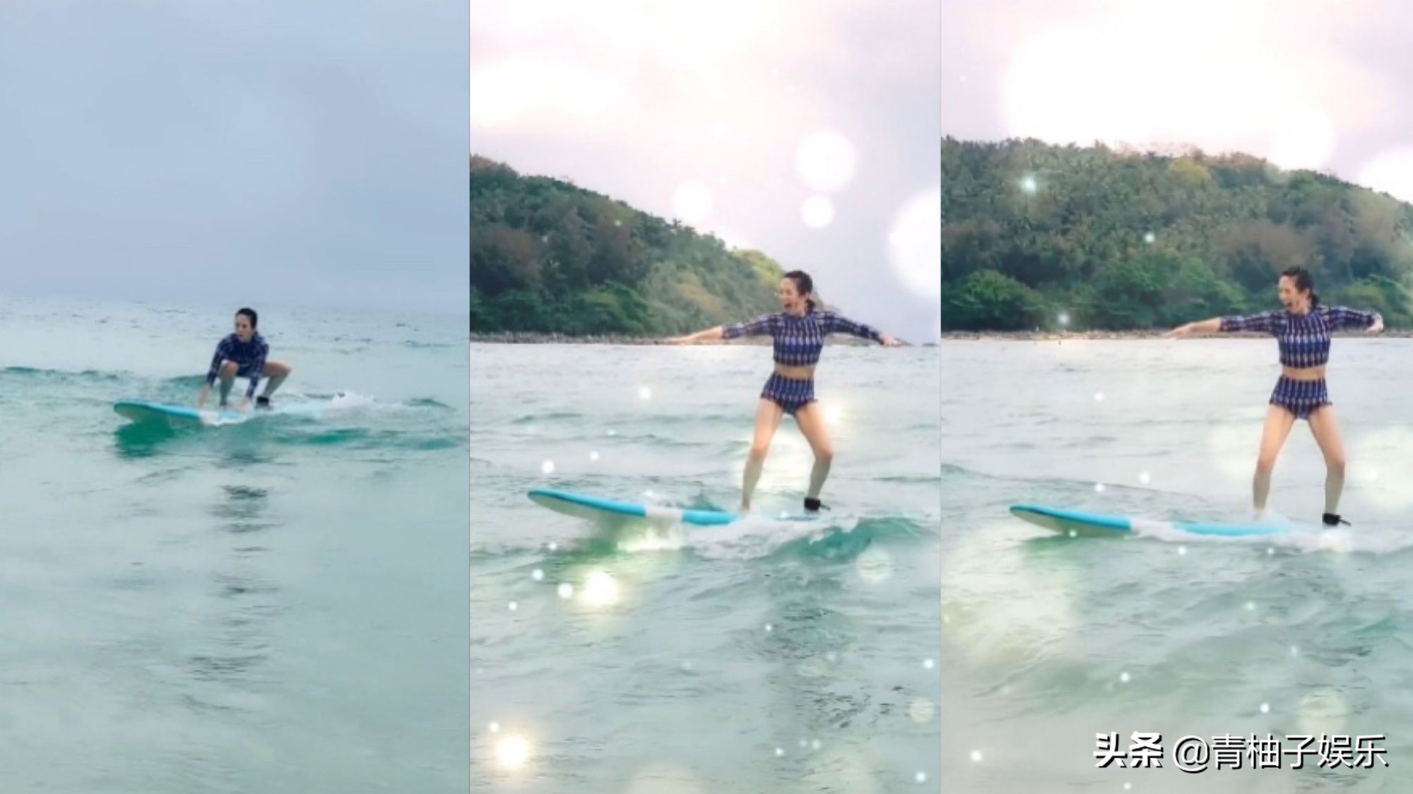 Zhang Ziyi surf the sea, wearing a swimsuit body is hot, and the little ...