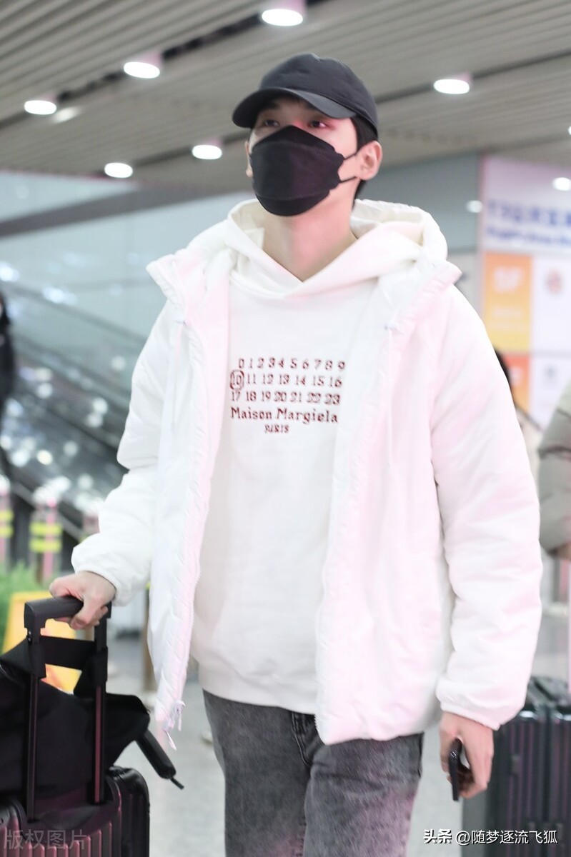 Xing Zhaolin pushed the suitcase and traveled low-key, wearing a white ...