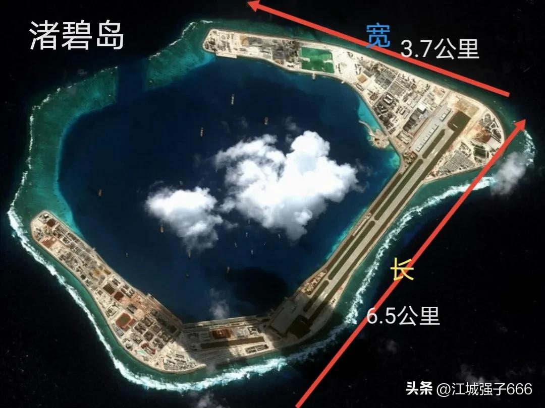 Thitu Island overlooks Zhubi Island. The architecture on the island is ...