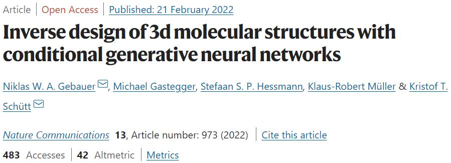Inverse design of 3D molecular structures with conditional generative ...