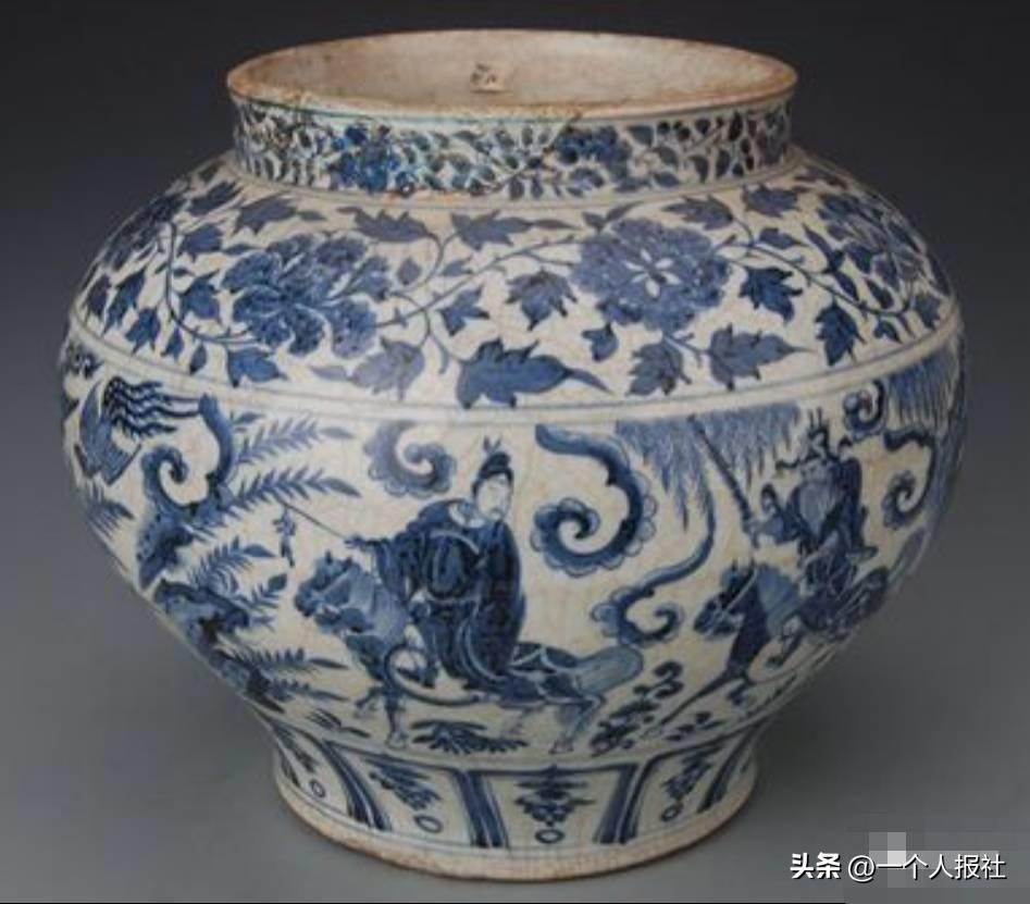 Yuan blue and white Yuchi Gong single-whip savior pot - iMedia