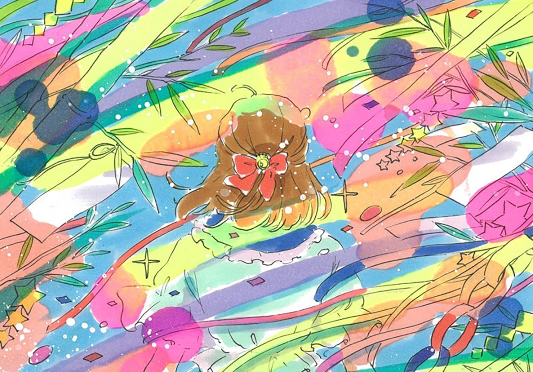 Dreamy and beautiful candy-colored girl illustration, the color flows ...