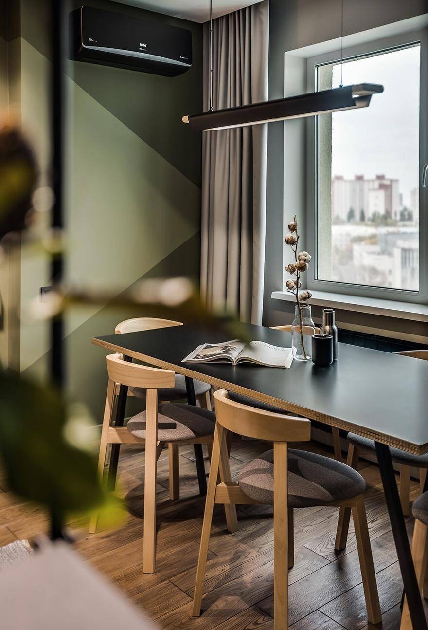 This 86-square-meter house, olive green + rough concrete texture, is ...