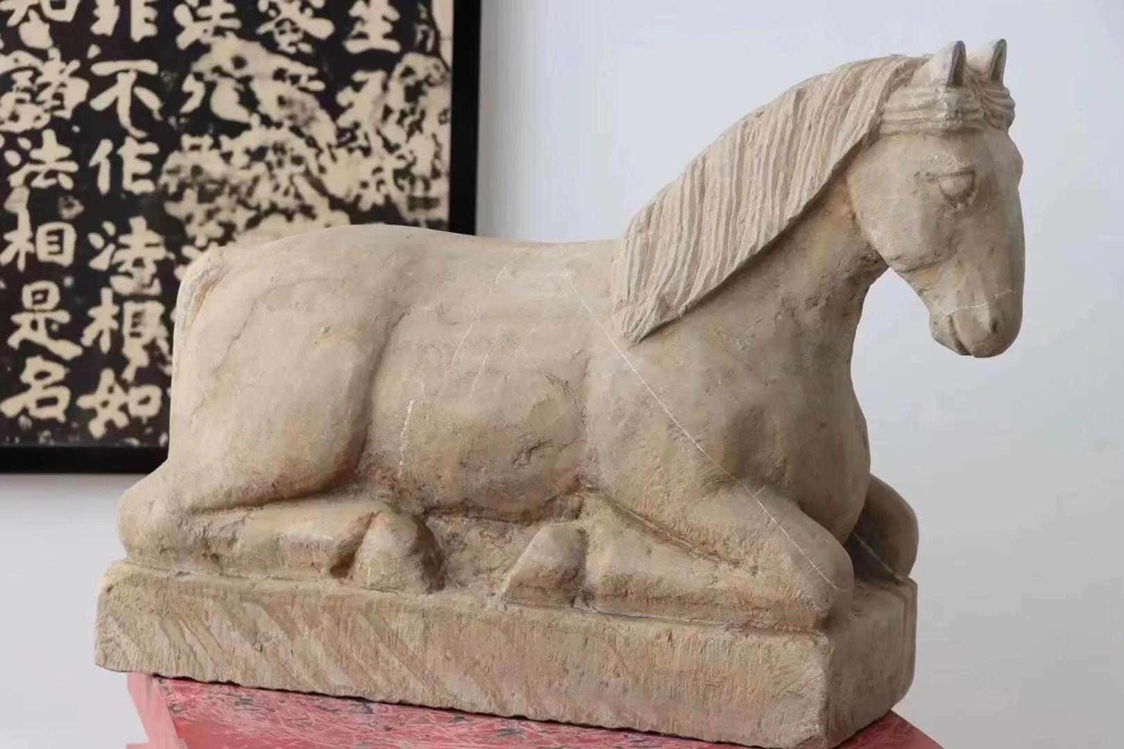 The stone horse is 40 high and the base is 43 wide and 18 wide. The ...