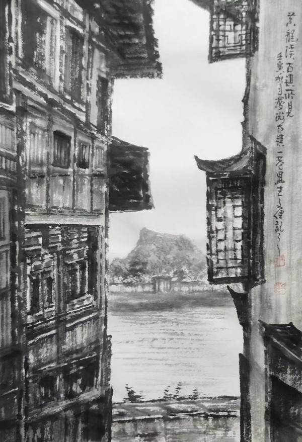 Appreciation of contemporary painter Zhang Wenjian's sketches of "Huanglongxi Ancient Town" - iNEWS